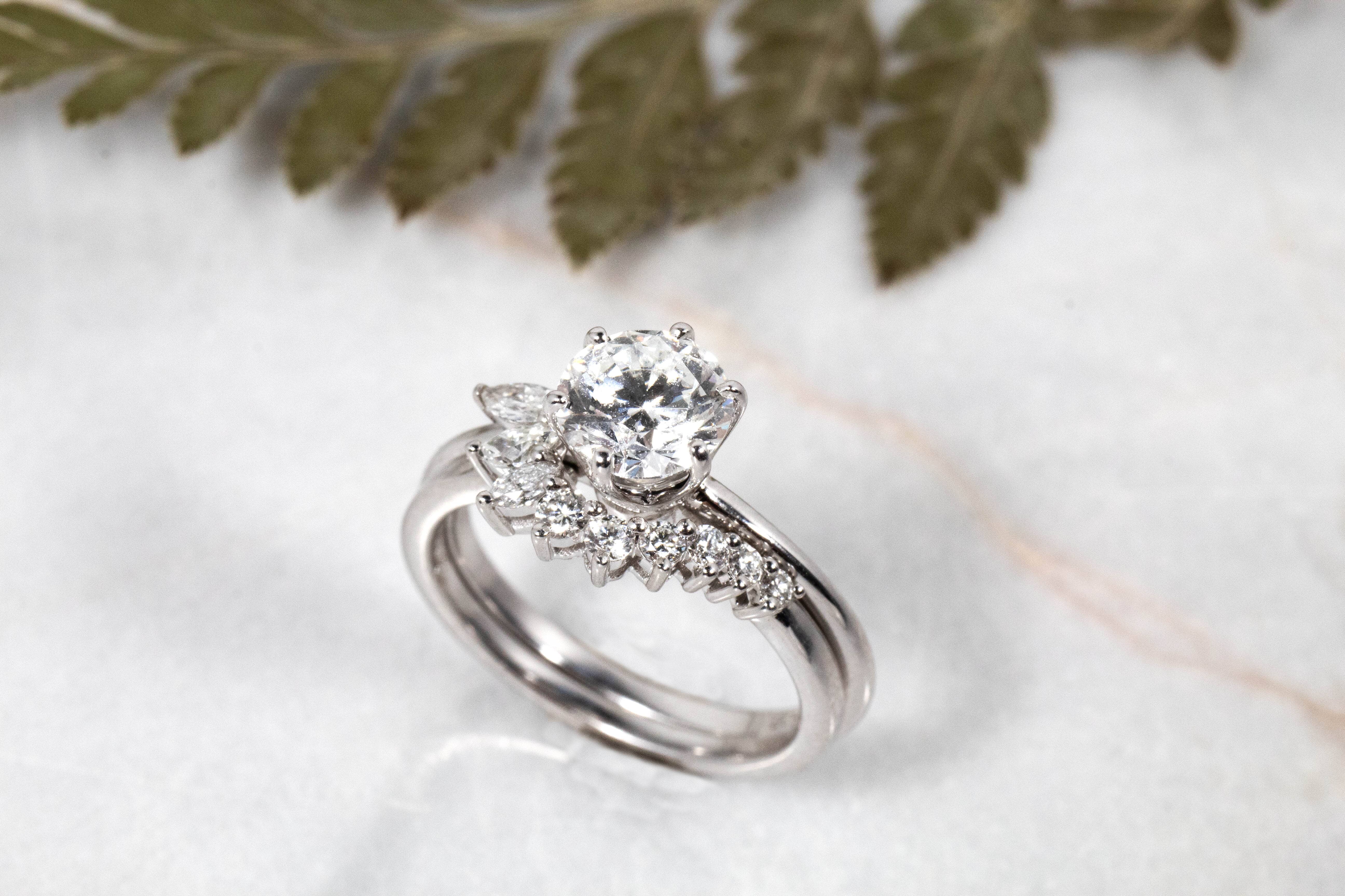 Asymmetrical Diamond Wave Wedding Band Set – Kris Averi