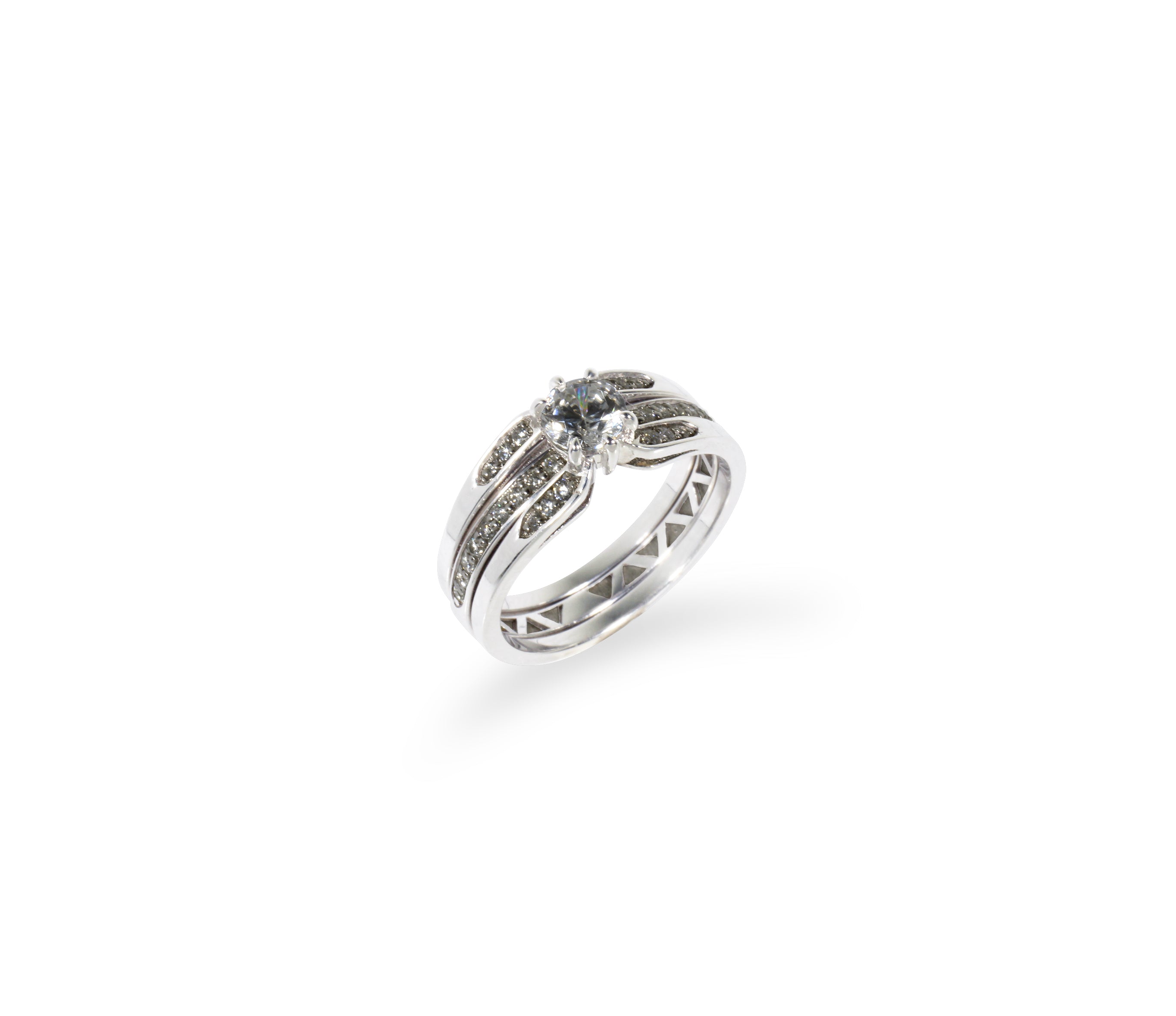 Interlock Liminal Band Ring with White Diamonds – Kris Averi